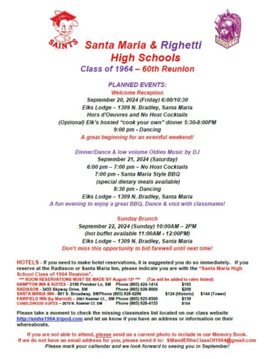 Santa Maria High School Class Of 1968, Santa Maria, CA